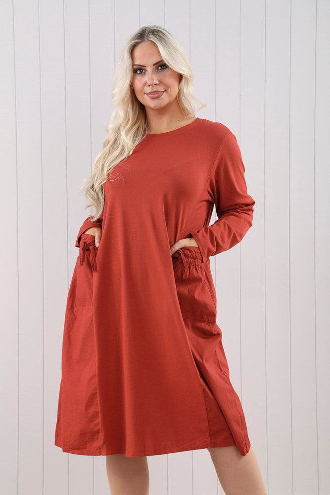 Cargo Ruched Pocket Dress Rust – Goose Island