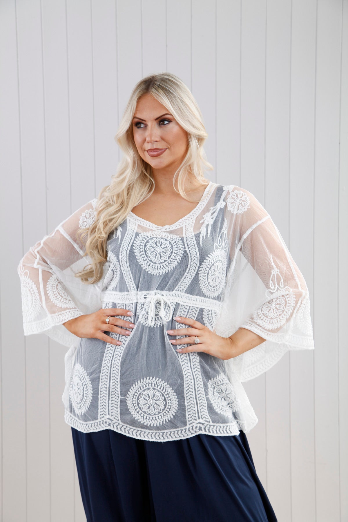 Macey Mesh Top Beige – Goose Island