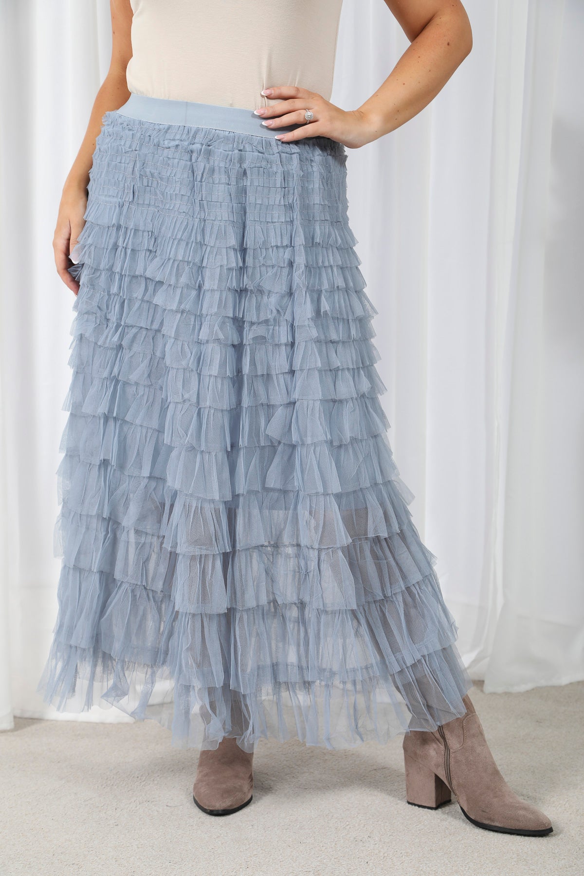 Seraphina Ruffle Skirt Grey – Goose Island