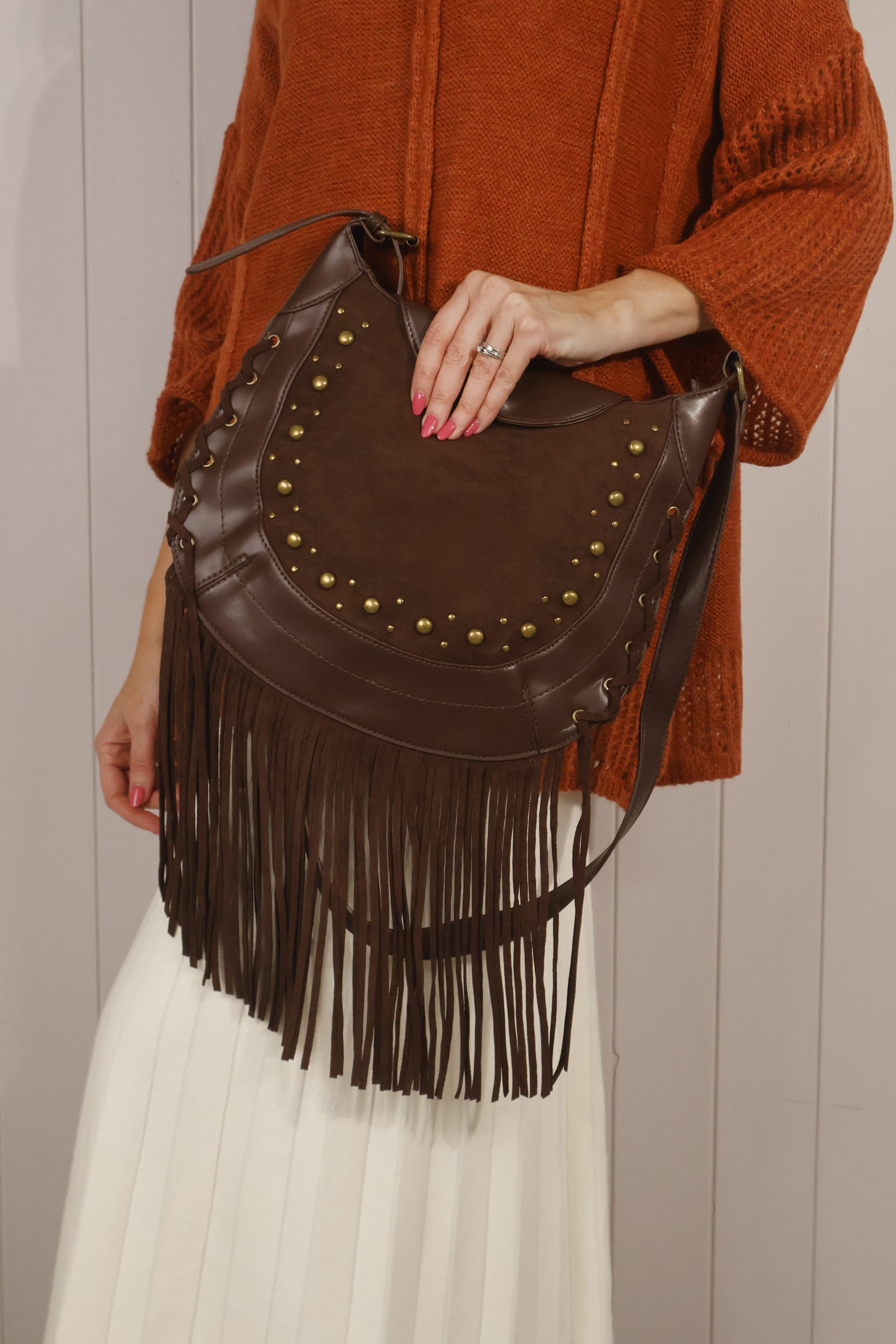Jessie Fringe Messenger Bag Chocolate – Goose Island